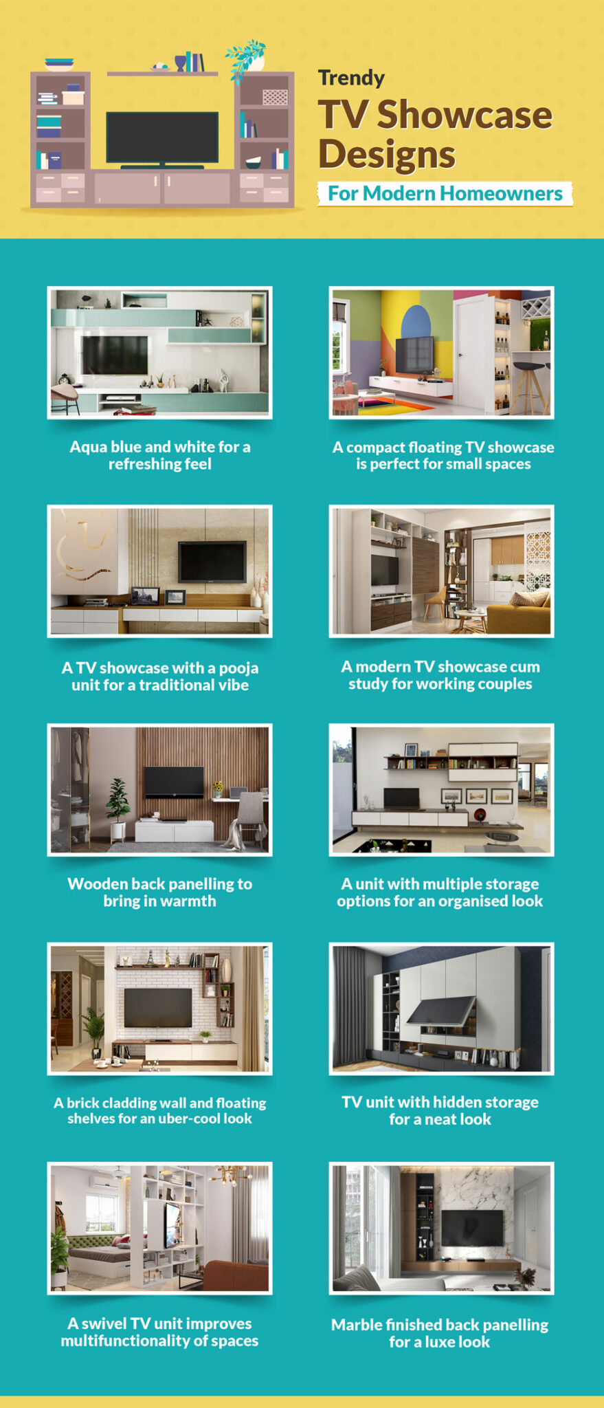 15 Latest TV Showcase Designs For Your Home | DesignCafe