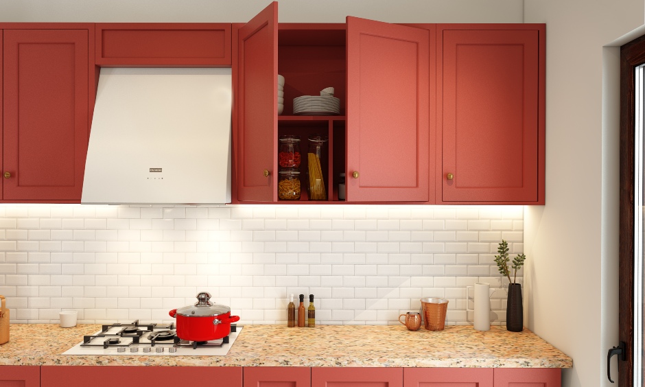 A Bright And Pretty Kitchen Design In Rose Gold - DesignCafe