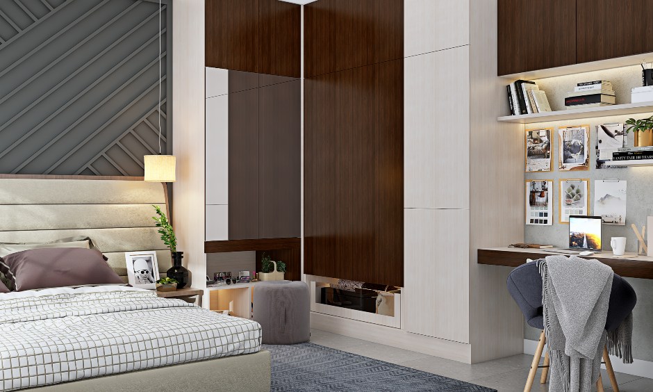 A Modern Wardrobe Design With A Study And Pull-Out Dresser Unit ...