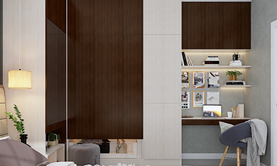 A Modern Wardrobe Design With A Study And Pull-Out Dresser Unit ...