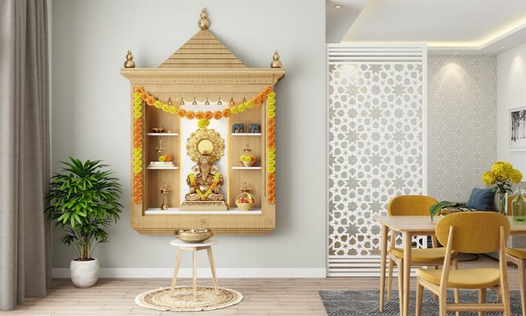 Wall Mounted Mandir Designs For Home | DesignCafe