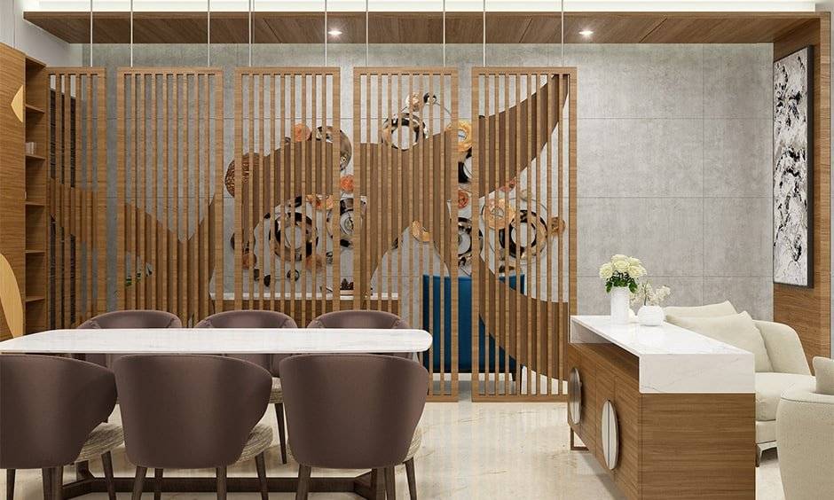 Wooden Partition Between Living Cum Dining Area Designs Design Cafe