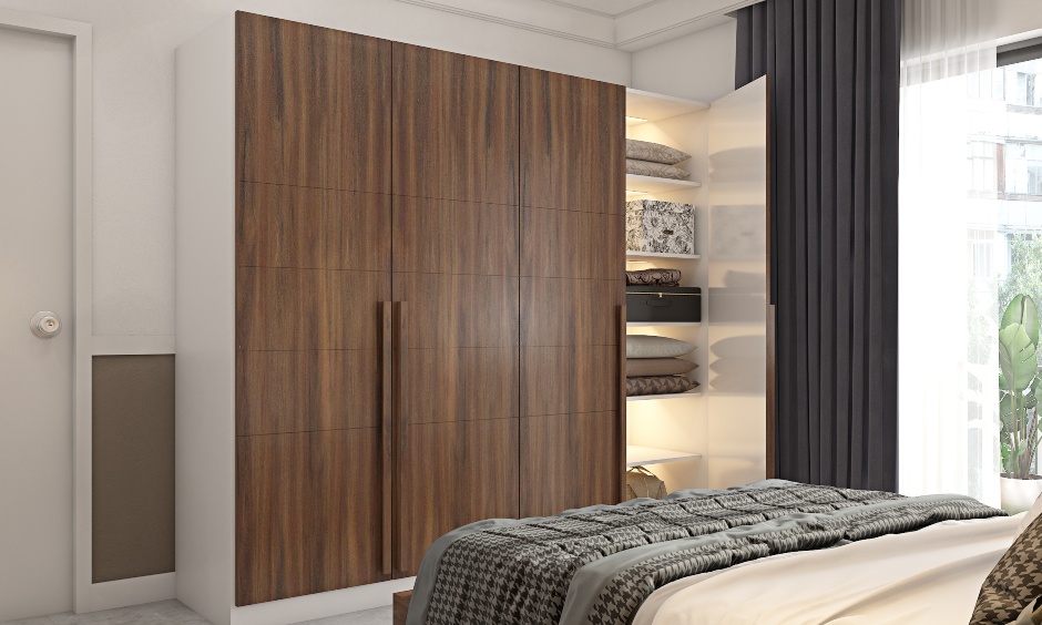Neutral Toned Bedroom Interiors With A Compact Four-Door Wardrobe ...