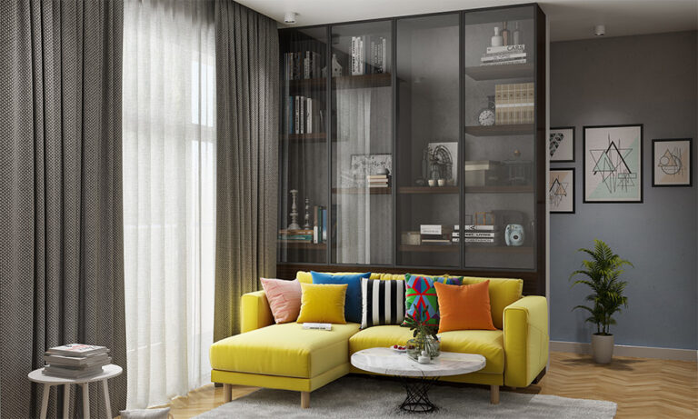 Showcase Designs For Living Room With Glass | DesignCafe