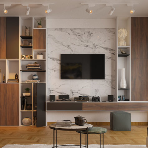 Innovative TV Unit Design Under Staircase | DesignCafe