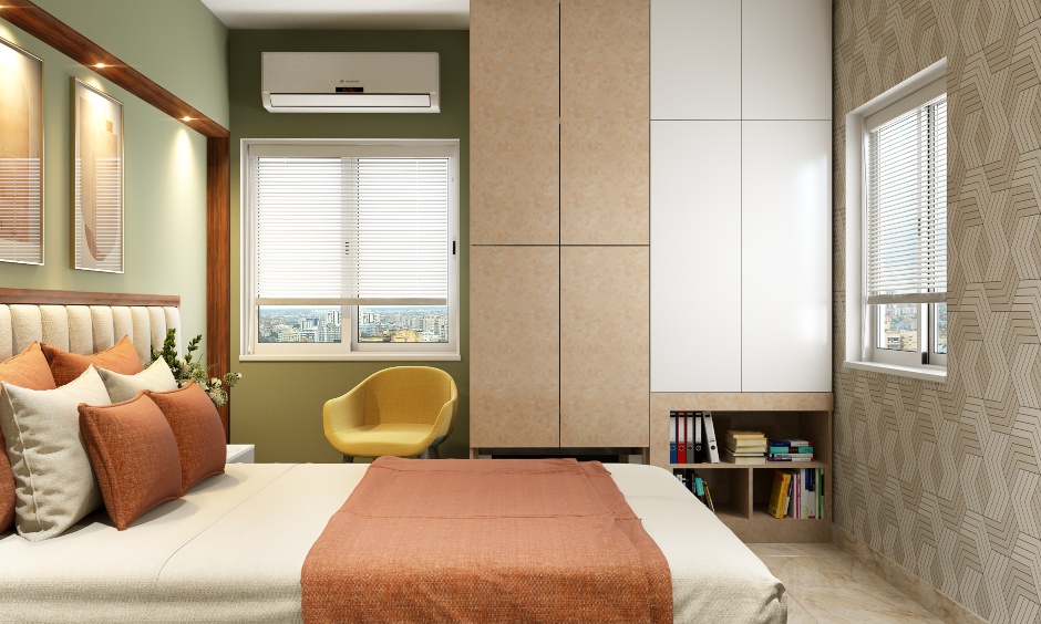 A Modular Wardrobe With Pull-Out Study Unit - DesignCafe