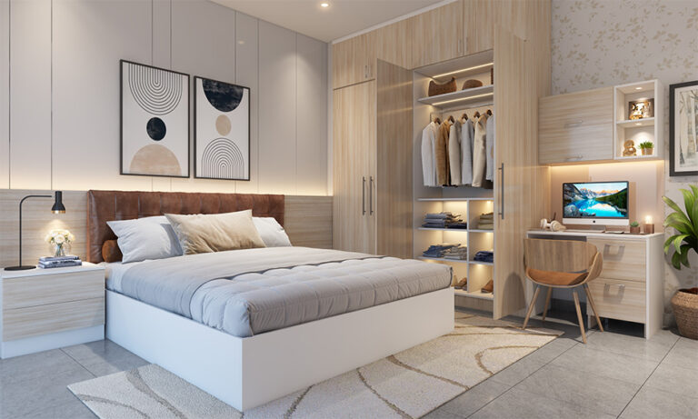 Wardrobe With Study Table Design Ideas | DesignCafe