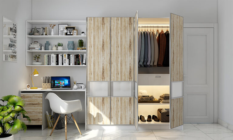 Wardrobe With Study Table Design Ideas | DesignCafe