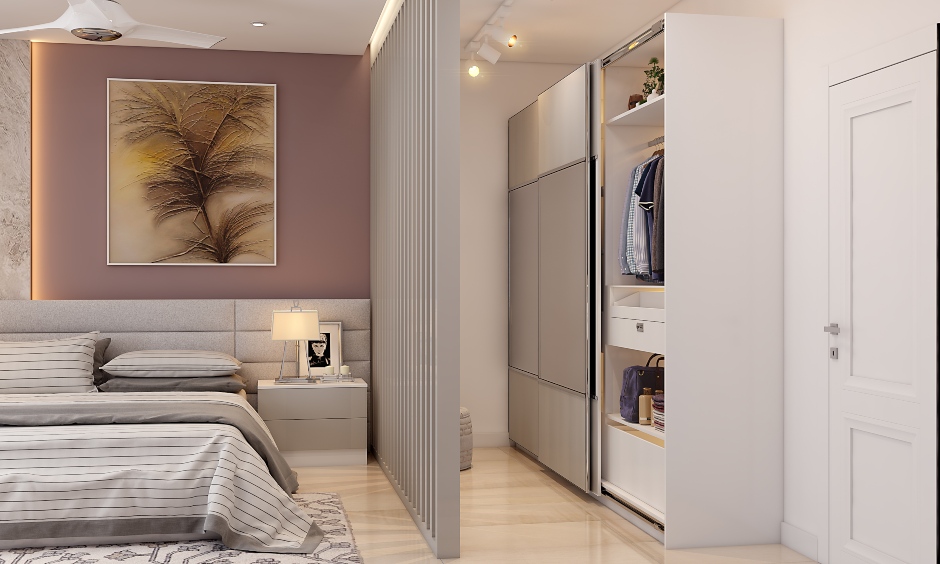 Modern Bedroom Interiors With A Walk-in Closet - DesignCafe