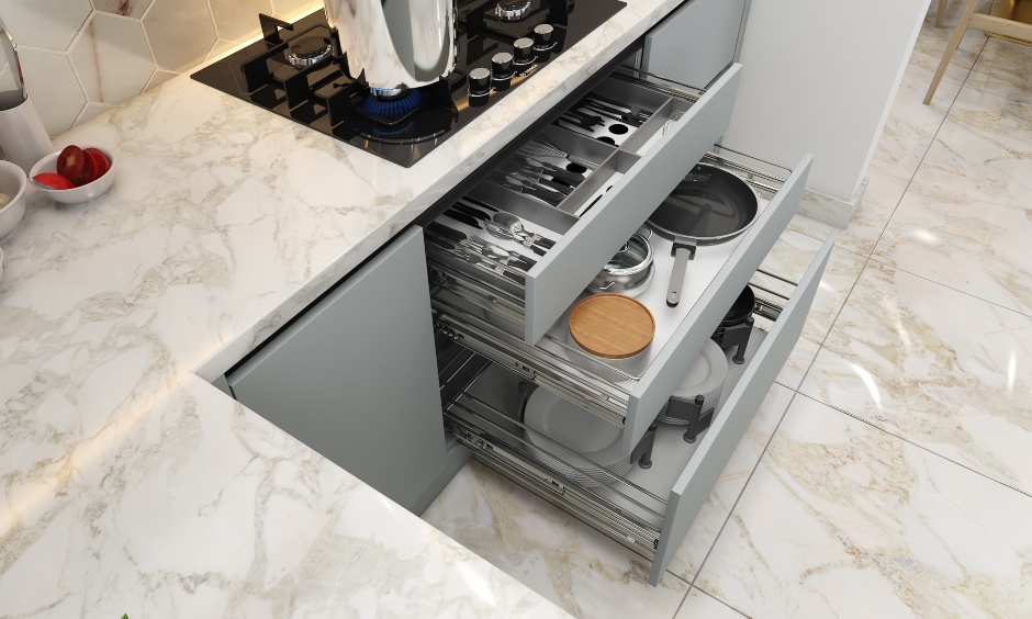 A Luxurious L-Shaped Kitchen Design - DesignCafe