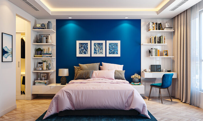 Blue Two-Color Bedroom Wall Ideas to Try in Modern Indian Homes