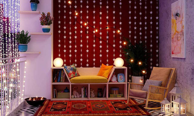 Balcony Diwali Light Decoration Ideas | DesignCafe