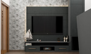 L-Shaped TV Unit Design With Cabinets