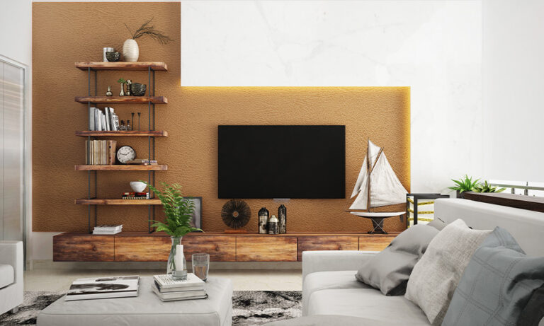 L-Shaped TV Unit Design With Cabinets