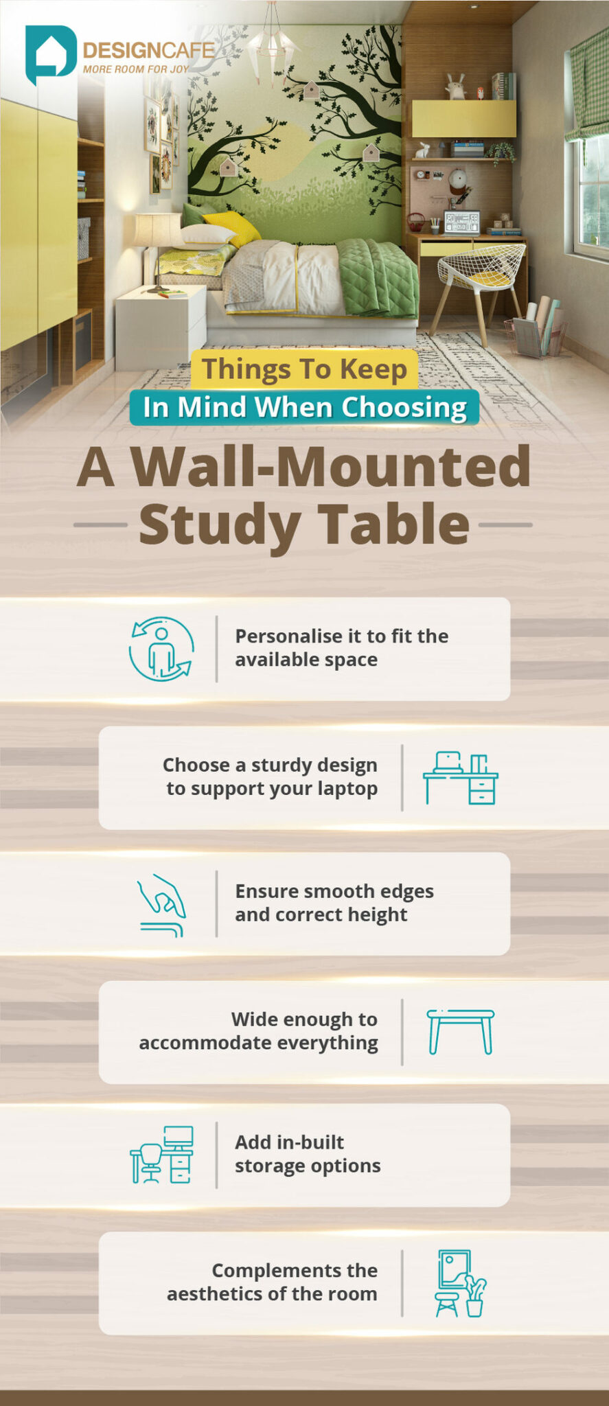 Wall Mounted Study Table Design Ideas | DesignCafe